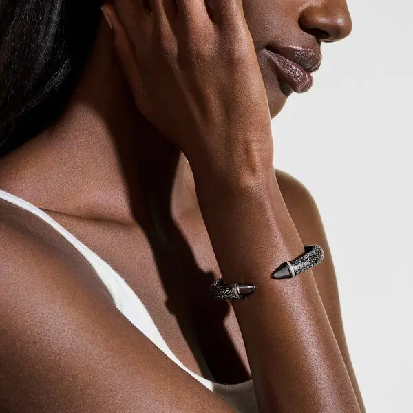 John Hardy Spear Flex Cuff With Dark Diamonds