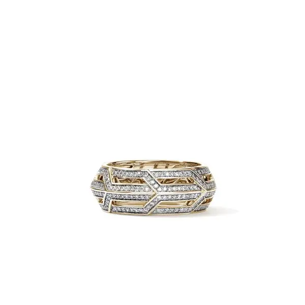 John Hardy Icon 50 Band Ring With Diamonds - Gold