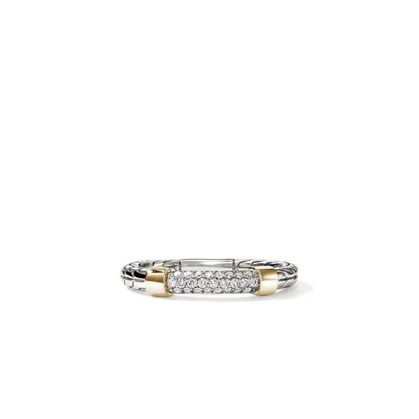 John Hardy Jh Essential Pave Diamond Ring 3mm - Sterling Silver