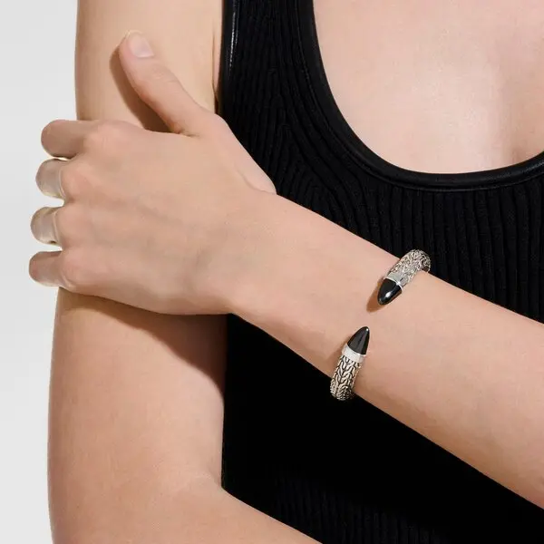 John Hardy Spear 5.0 Flex Cuff With Black Onyx - Sterling Silver