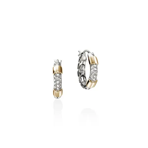 John Hardy Essential Pave Hoop Earrings - Sterling Silver