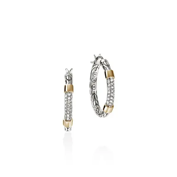John Hardy Jh Essential Pave Hoop Earrings - Sterling Silver