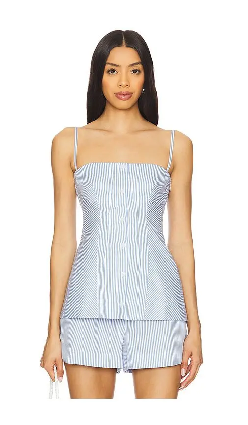 Simkhai Vivvy Bustier Top - Blue Hydrangea Stripe