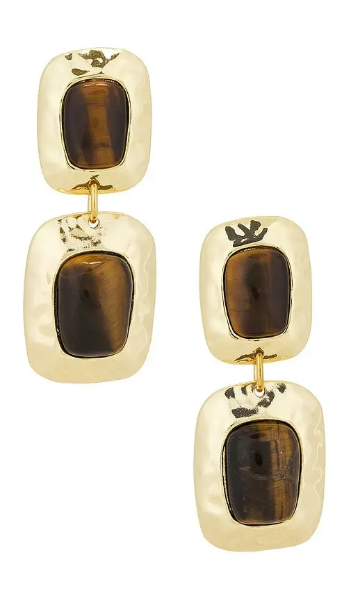 PETIT MOMENTS Martina Drop Earrings - Brown & Gold