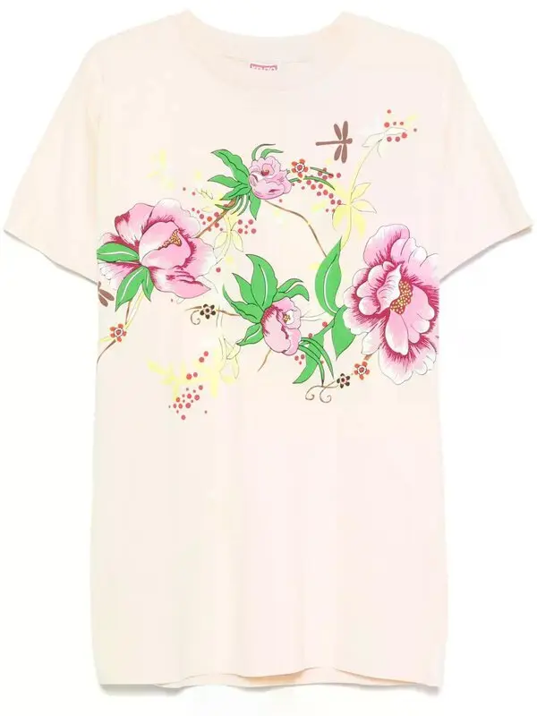 Kenzo Peonies Mini Dress - Neutrals