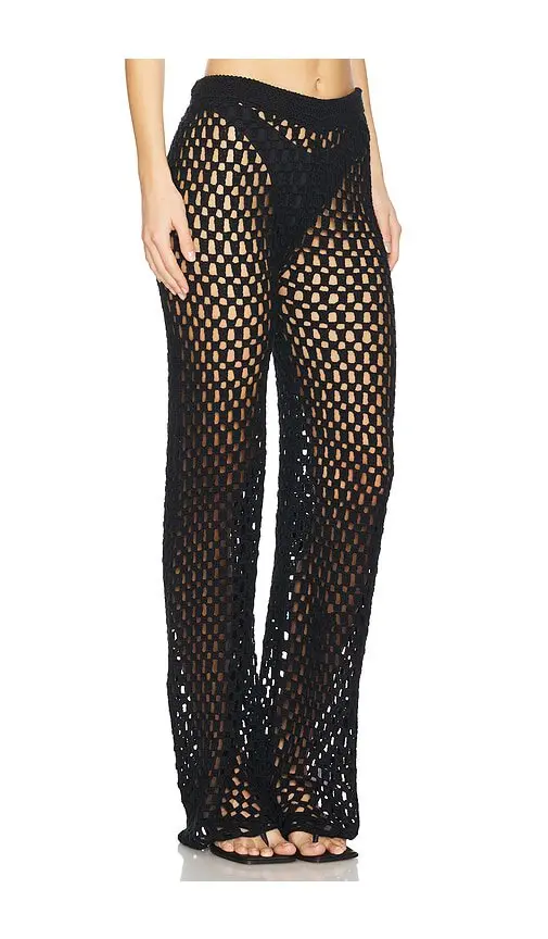 MORE TO COME Rue Crochet Wide Leg Pants - Black