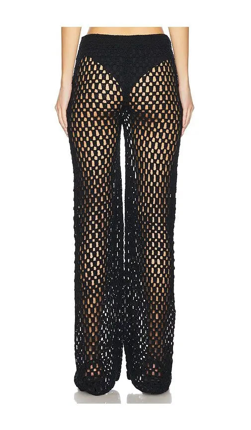 MORE TO COME Rue Crochet Wide Leg Pants - Black