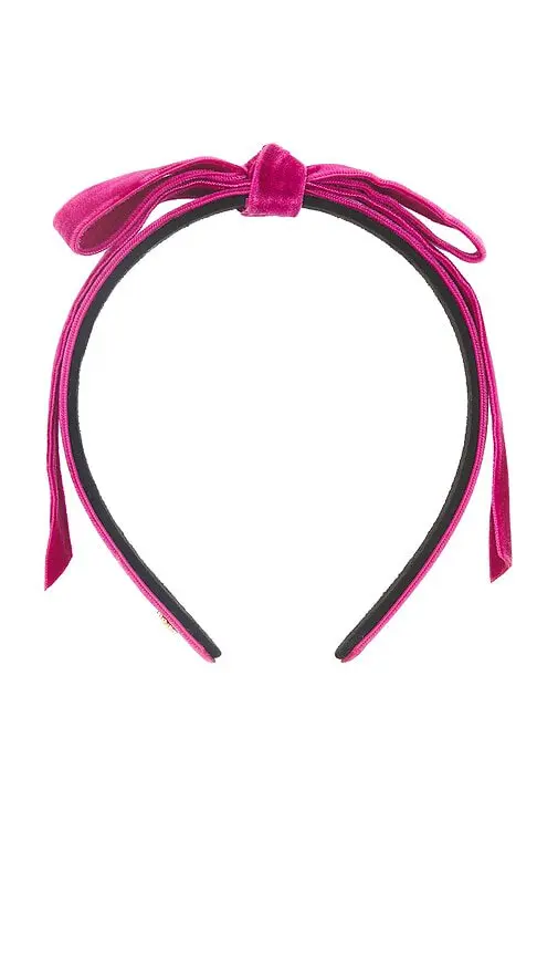 Lele Sadoughi Raspberry Velvet Pearl Slim Knotted Headband Just tried on all our new Fall headbands filled with  main image 4