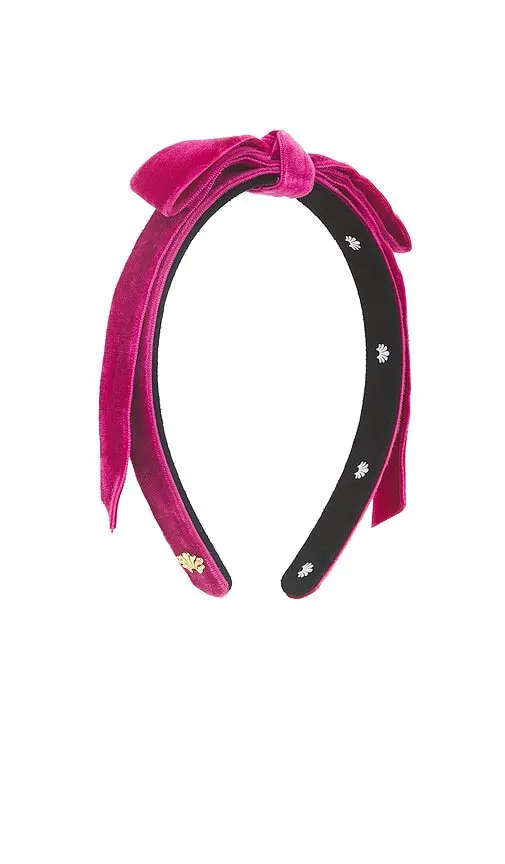 Lele Sadoughi Raspberry Velvet Pearl Slim Knotted Headband Just tried on all our new Fall headbands filled with  main image 3