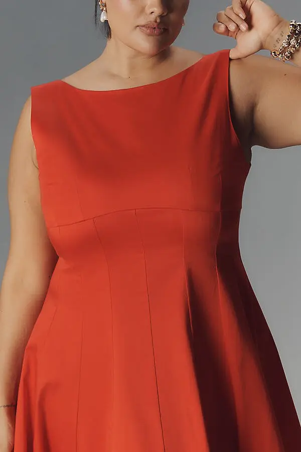 boat neck drop waist midi dress BOAT NECK SLEEVELESS DROP WAIST MIDI DRESS main image 1