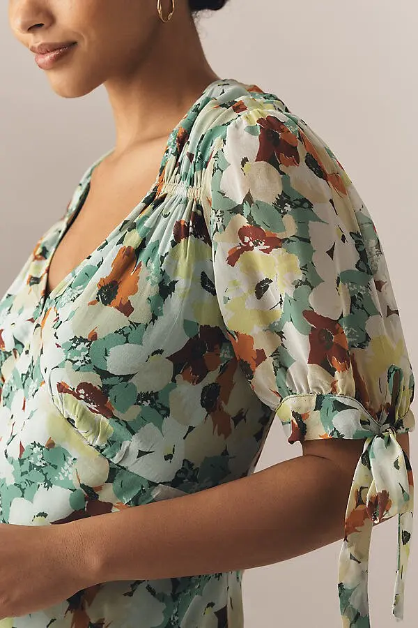 Anthropologie Short-Sleeve V-Neck Slip Midi Dress In Green - 87% Off |  Editorialist