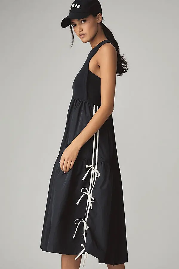 knee length dresses for ladies Ruffle Detail Tier Midi Dress-Poppy Red main image 1