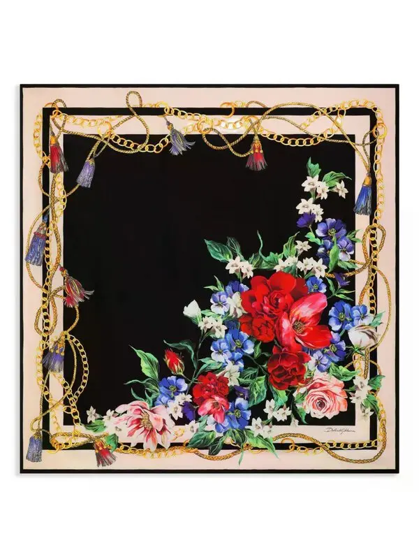 Dolce & Gabbana Floral-print Scarf - Black