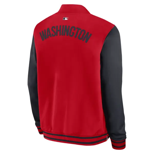 Nike Washington Nationals Authentic Collection Dugout Mlb Full-zip Bomber Jacket - Red