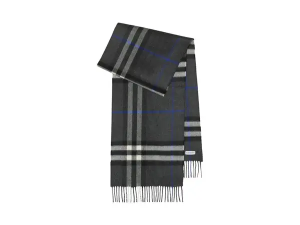 Burberry Check Cashmere Scarf - Dark Charcoal