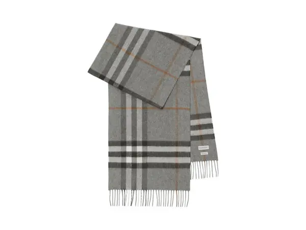 Burberry Check Cashmere Scarf - Grey