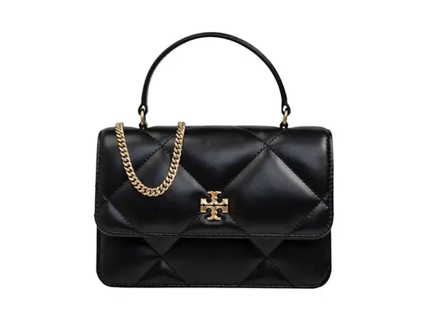 Tory Burch Kira Diamond Quilt Mini Top Handle Chain Wallet - Black