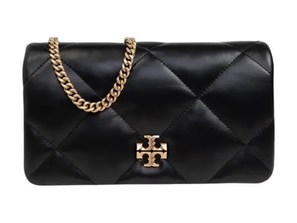 Tory Burch Kira Diamond Quilt Chain Wallet - Black