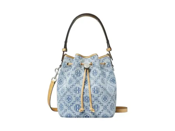 Tory Burch T Monogram Denim Bucket Bag