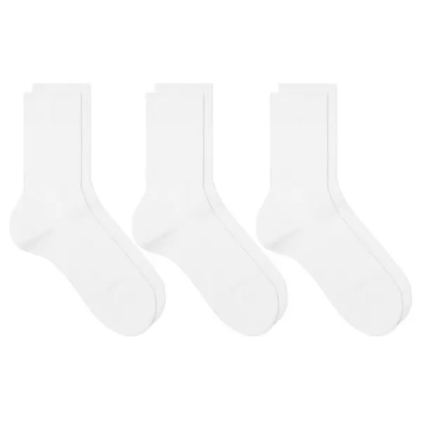 ROTOTO Organic Daily Ribbed Crew Socks 3 Pack - White