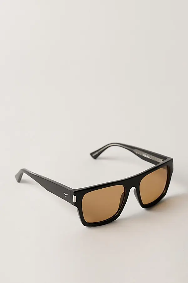 Free People Walker Polarized Rectangle Sunglasses - Black/cocoa