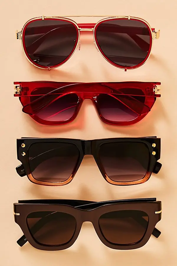 Free People Jackson Two Tone Square Sunglasses - Black/Tan  display picture 3