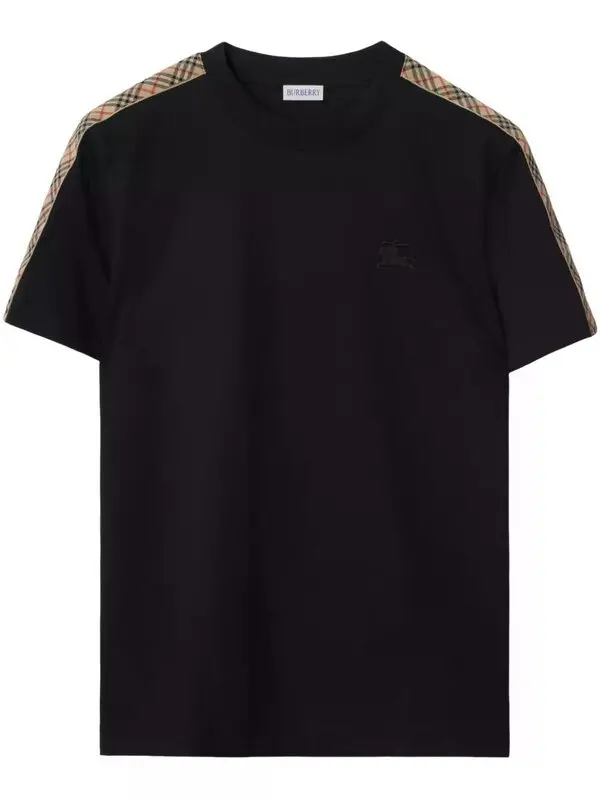 Burberry Check Trim Cotton T-shirt - Black