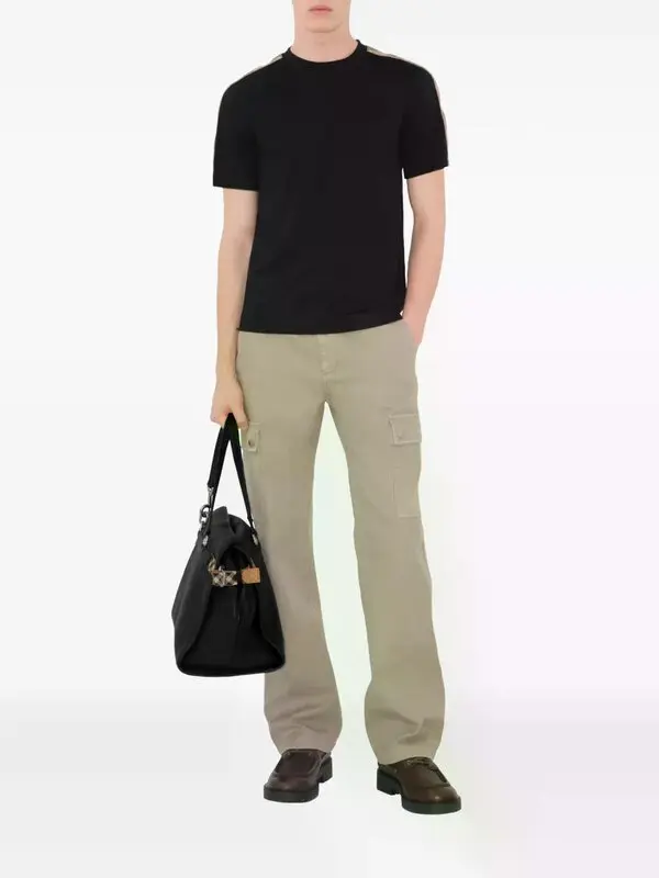 Burberry Check Trim Cotton T-shirt - Black