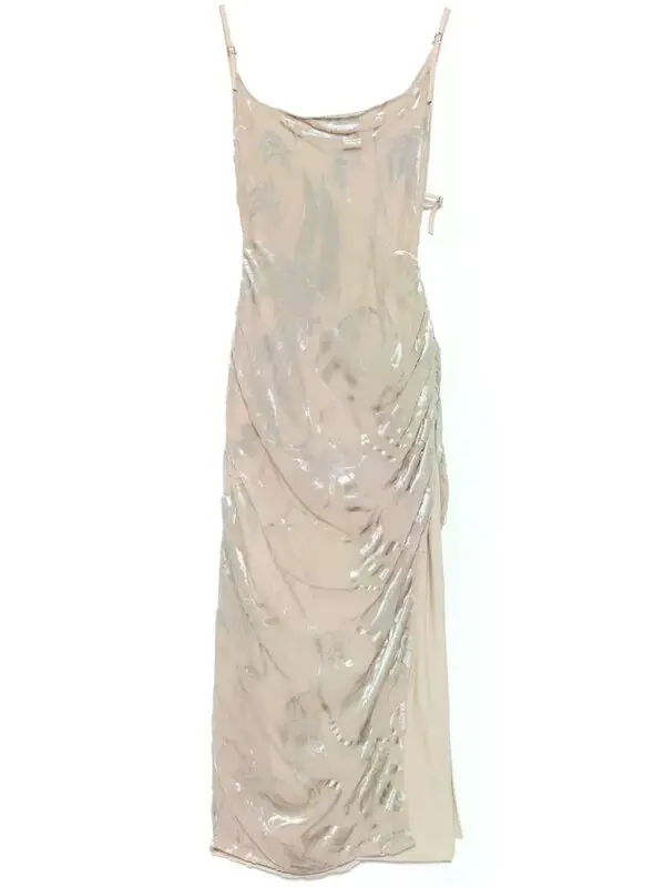 MUGLER Floral-velvet Asymmetric Gown - Neutrals