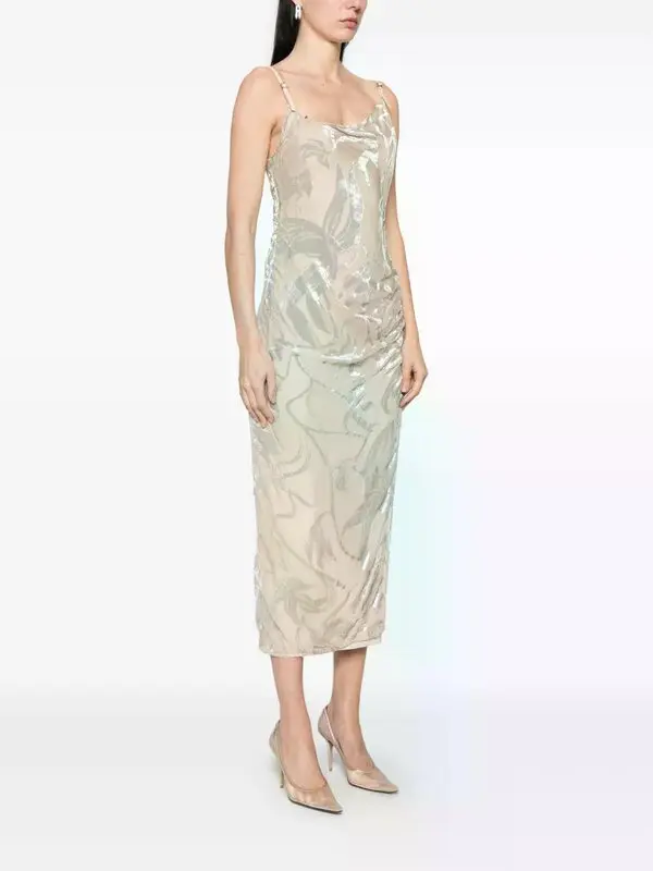 MUGLER Floral-velvet Asymmetric Gown - Neutrals