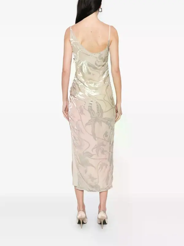 MUGLER Floral-velvet Asymmetric Gown - Neutrals