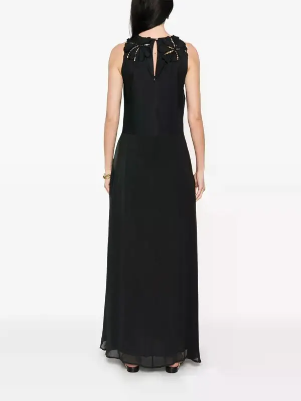 FORTE_FORTE Floral-embroidery Maxi Dress - Black