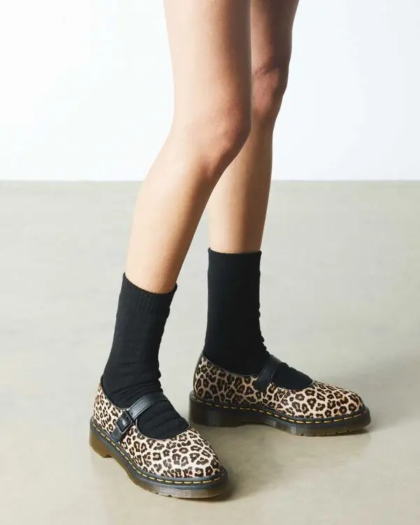 Dr. Martens Elphie Leopard Print Mary Jane Shoes