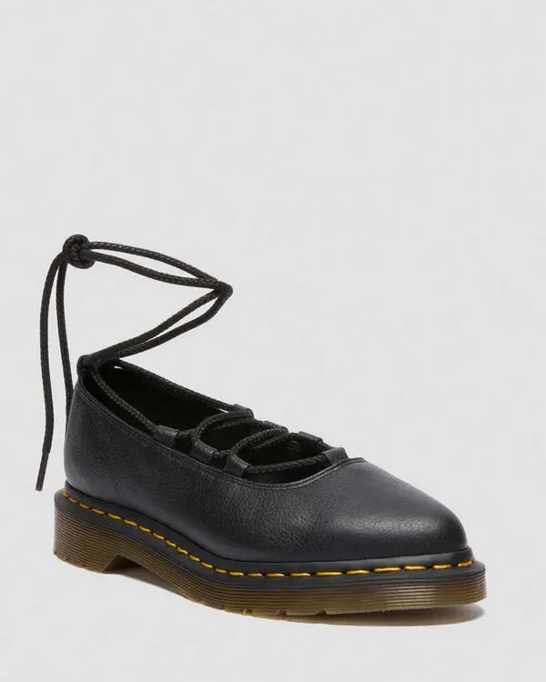 Dr. Martens Elphie Ii Virginia Leather Ballet Flats - Black