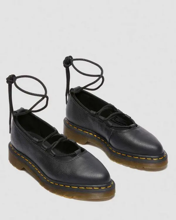 Dr. Martens Elphie Ii Virginia Leather Ballet Flats - Black
