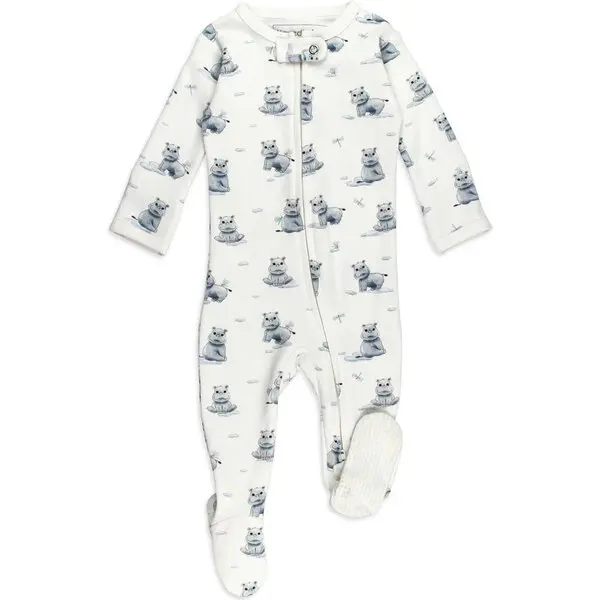 L'OVEDBABY Hippo Print Organic Cotton Footie Pajamas - Baby Hippo