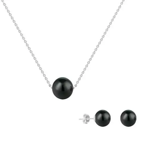 DONATELLO GIAN Name' Sterling Silver Shell Pearl Jewelry Set - Black
