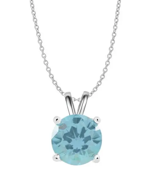 DONATELLO GIAN Name Sterling Silver Round Gemstone Necklace - Aquamarine