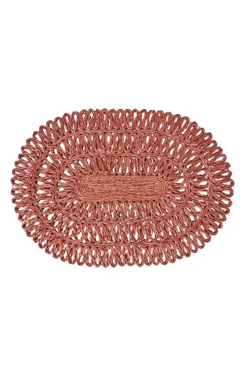JULISKA Straw Loop Oval Placemat - Coral
