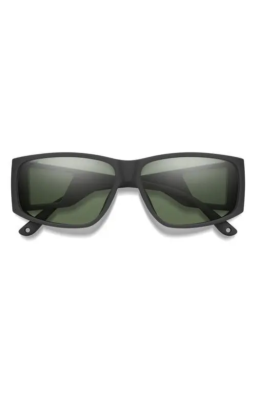 SMITH Monroe Peak 62mm Oversized Chromapop™ Polarized Sunglasses - Black / Chromapop Gray Green