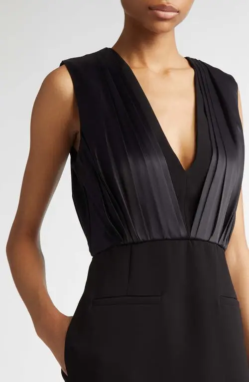 Max Mara Vittor Pleated Overlay Cady Dress - Black