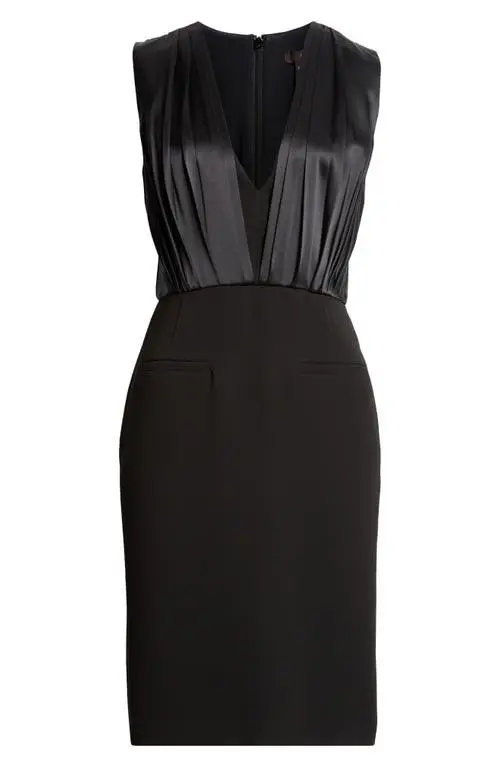 Max Mara Vittor Pleated Overlay Cady Dress - Black