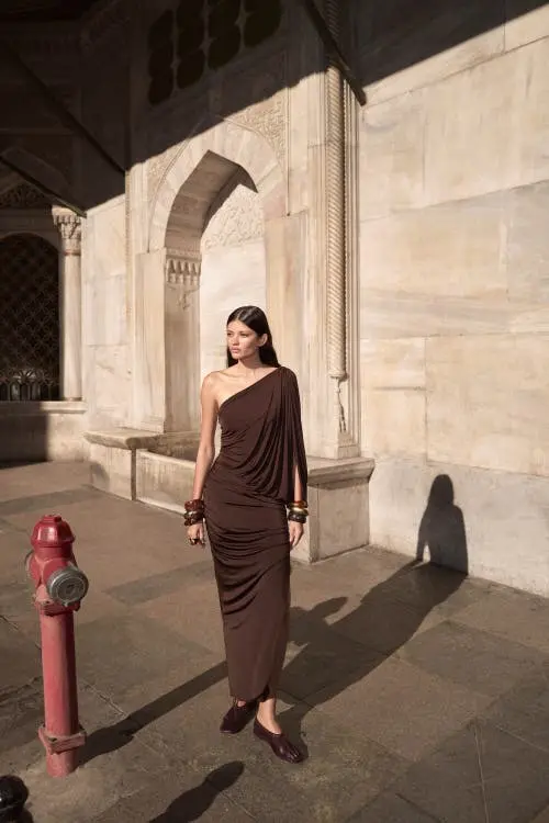 nocturne brown dress Bronze Nocturne Draped Top