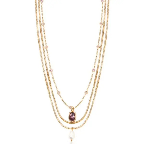 Ettika Layered Charm Necklace - Purple