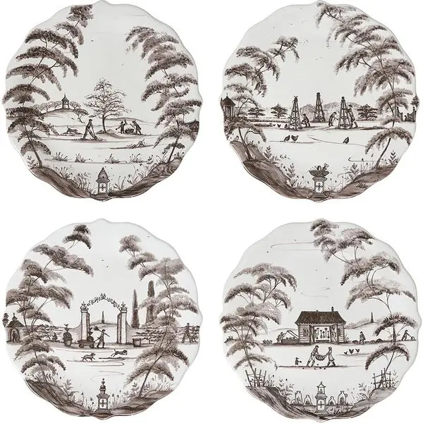 JULISKA Country Estate Set Of 4 Party Plates - Flint Grey