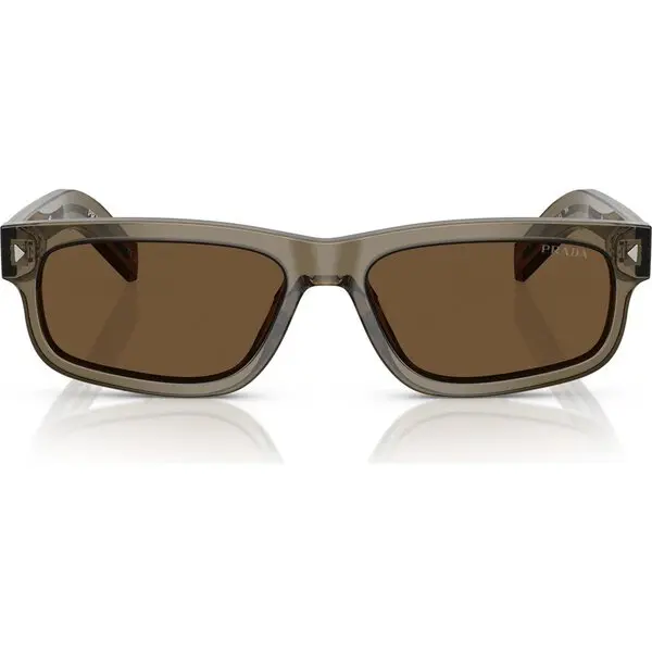 Prada 57mm Rectangular Sunglasses - Dark Brown