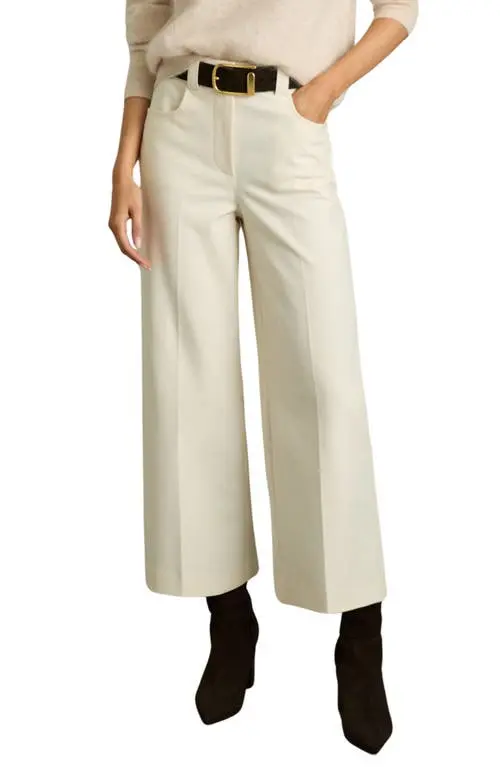 REISS Myrtle Wide Leg Crop Pants - Cream