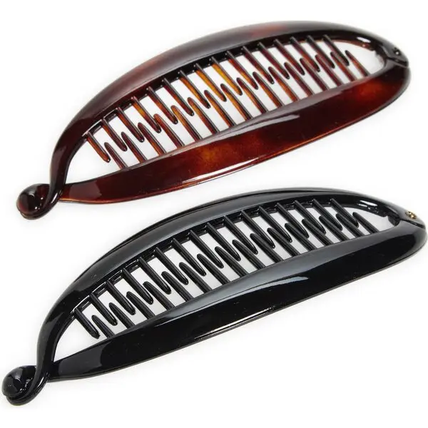 France Luxe Set Of 2 Banana Clips - Black/ Tortoise