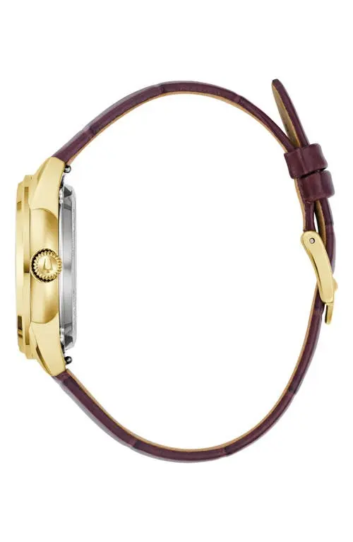 Bulova Sutton Automatic Leather Strap Watch - Gold-tone