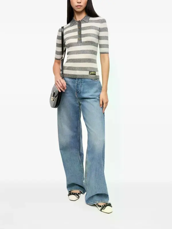 GANNI Striped Top - Grey